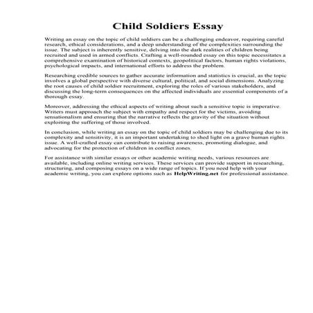 Child Soldiers Essay | PDF