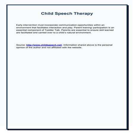 Child Speech Therapy | PDF