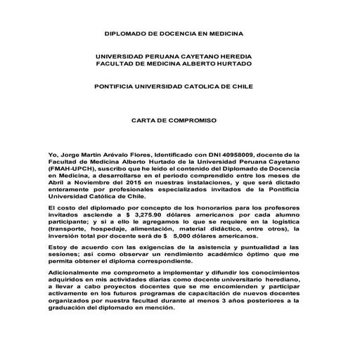 Chile 2015 diplomado carta de compromiso | DOCX