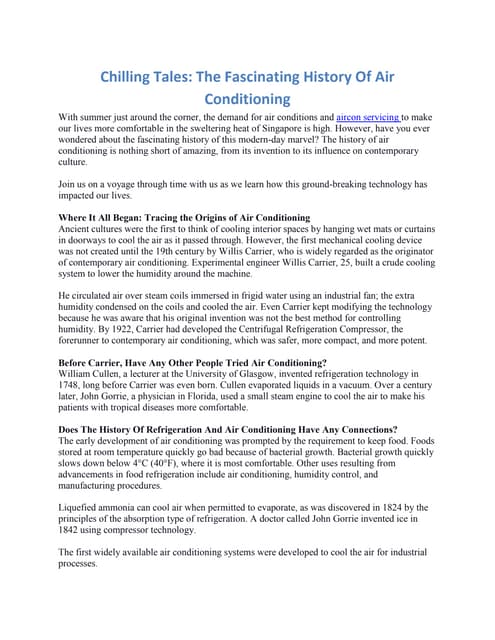 Air Conditioning-Interesting Facts, Science and History | PDF