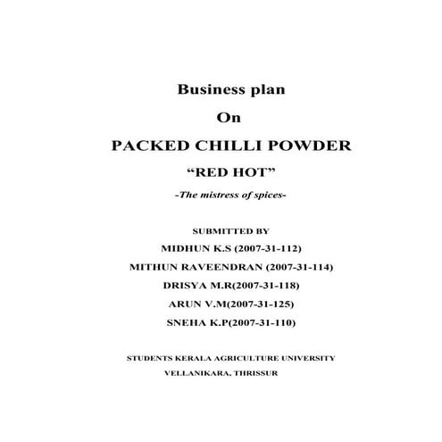 Chillipowder Business Plan | DOC