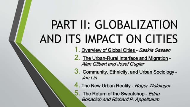 The Global City in the Contemporary World | PPTX