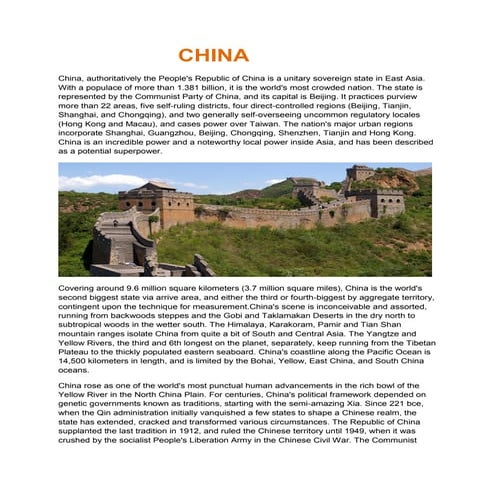 Economy,Culture,Politics,Military and population in China | PDF | Asia ...