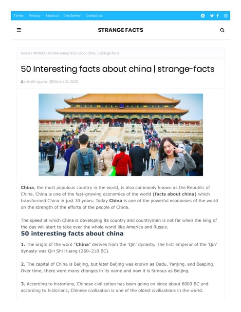 Amazing facts about china | PPT