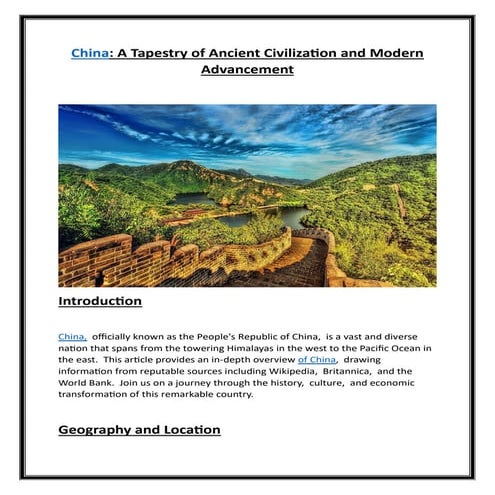 China: A Tapеstry of Anciеnt Civilization and Modеrn Advancеmеnt.pdf
