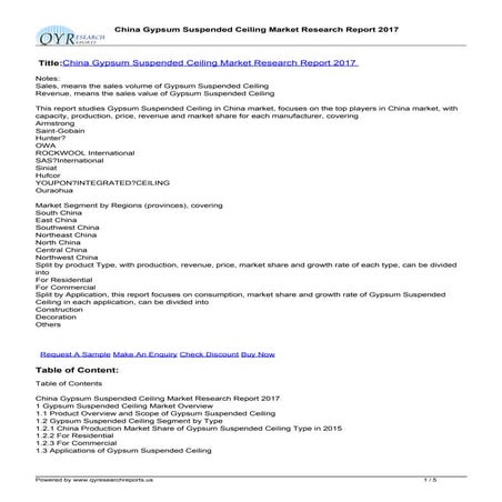 China Gypsum Suspended Ceiling Market Research Report 2017 | PDF