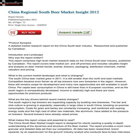 China Regional South Beer Market Insight 2012 | PDF