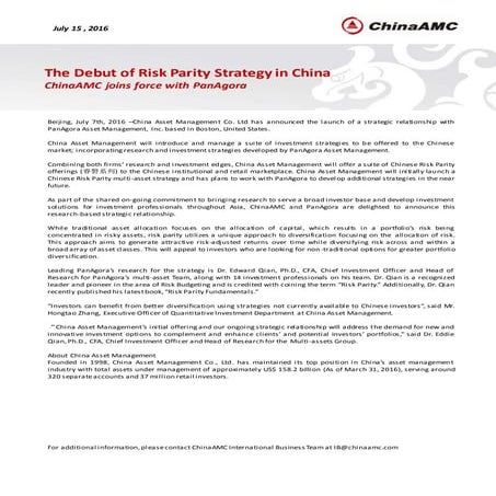 China Amc Risk Parity | DOCX
