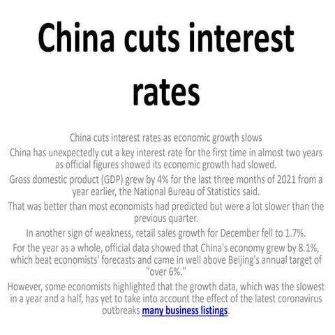 China cuts interest rates | PPTX