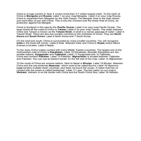 China geography part 1 | DOCX | Asia Travel | Travel Locations