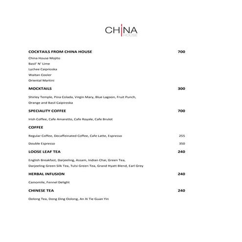 Chinese Beverage Menu | PDF