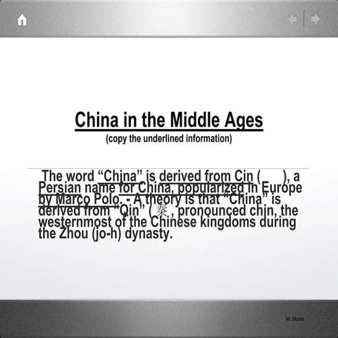 China in the middle ages for notes in class copy | PPT