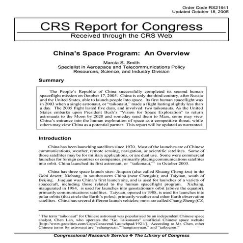 China's Space Program: An Overview | PDF