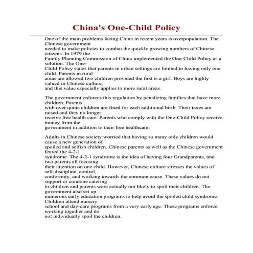 One child policy