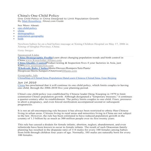 China's one child policy | PDF