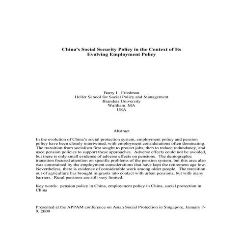 China's social security policy in the context of its | PDF