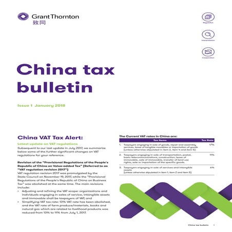China: Tax Bulletin－Latest update on VAT Regulations | PDF