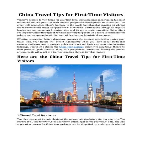 China Travel Tips for First-Time Visitors | PDF