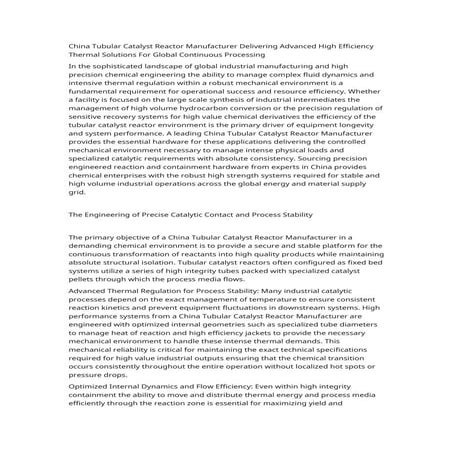 Advanced Tubular Catalyst Reactors from China for High Efficiency ...