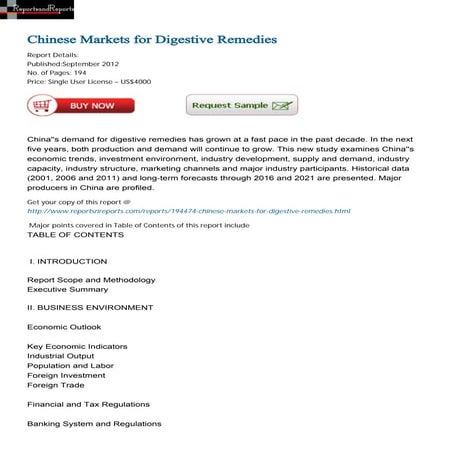 Chinese Markets for Digestive Remedies | PDF