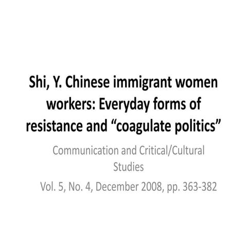 Chinese Immigrant Women Workers | PPT