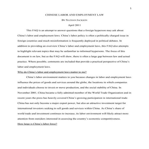 Chinese labor and employment law | PDF