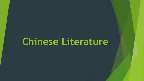 Chinese literature | PPT