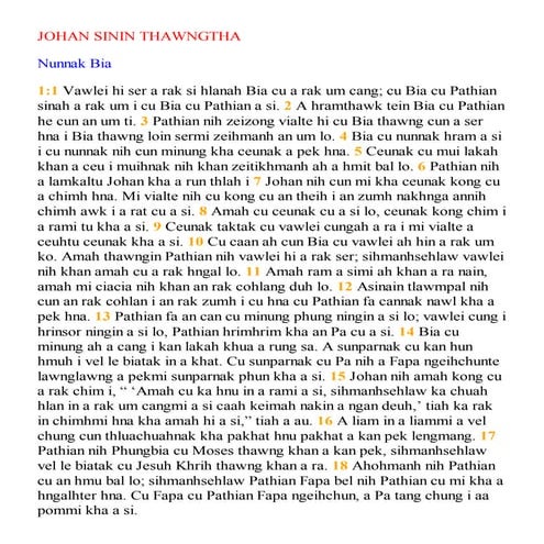 Chin hakha bible gospel of john | PDF