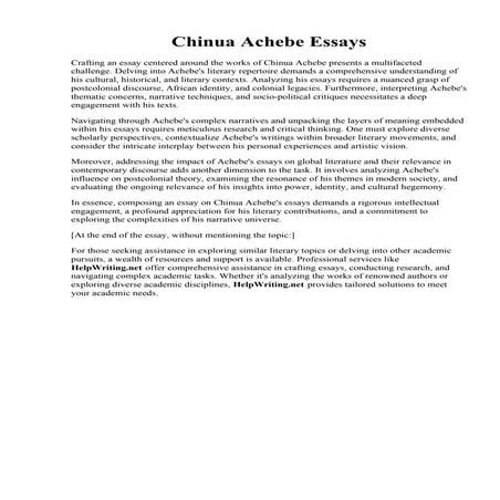 Chinua Achebe Essays. Chinua Achebe. African Books Collective ...
