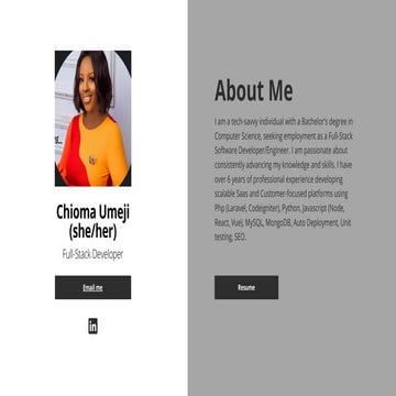 Chioma Umeji Portfolio - Fullstack Developer | PDF