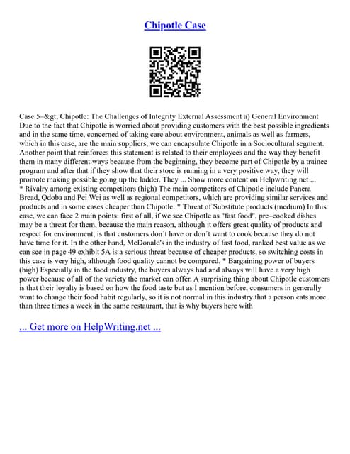 Case study - Strategy Review at Chipotle | PDF | Food Industry | Industries