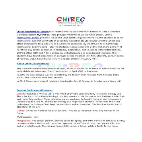 Chirec international school article | DOCX