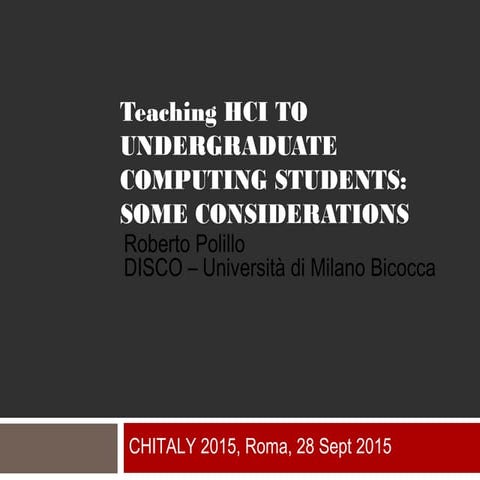 Teaching HCI to computing students: some considerations | PPT