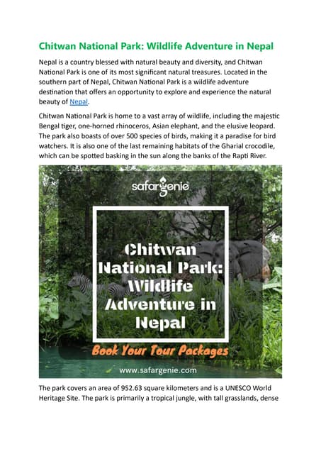 Kanha National Park Madhya Pradesh | PPT | Parks | Attractions