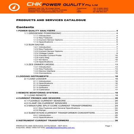 CHK Power Quality - Products and Services catalogue 2014 | PDF ...