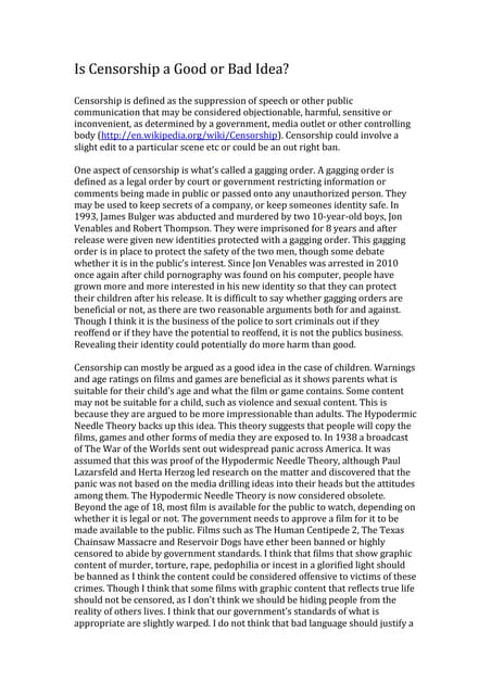 Censorship essay (2) | DOCX