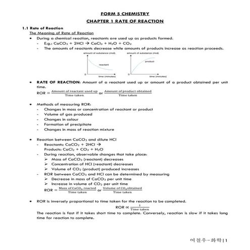 Chapter 1 Rate of Reaction | PDF | Chemistry | Science
