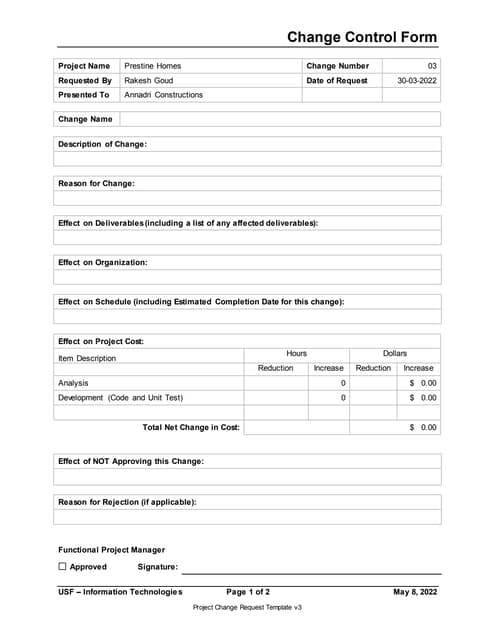 change control form.docx | Business | Business and Finance