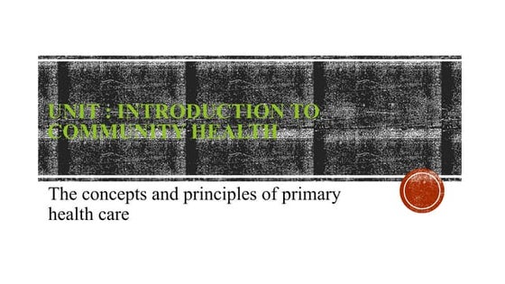 Concept of primary health care | PPTX | Healthcare Industry | Industries