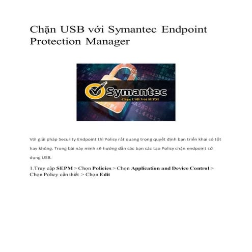 Chặn usb với symantec endpoint protection manager | DOCX
