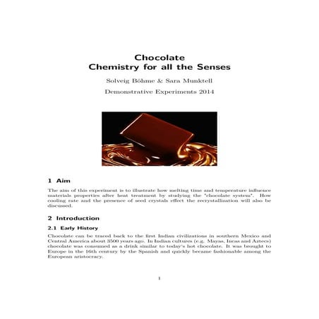 Chocolate experiments for science lessons | PDF