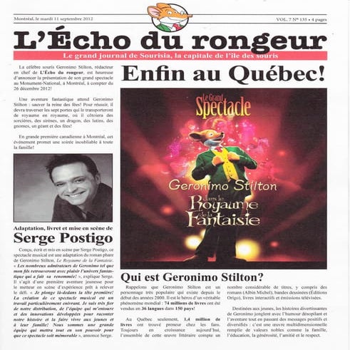 Feuillet Animations Géronimo Stilton | PDF