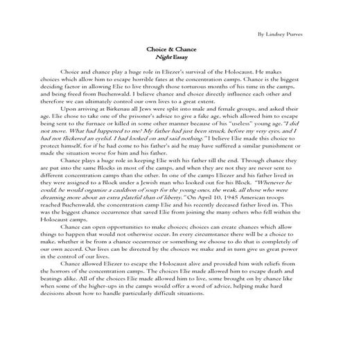 Choice and Chance - Night Essay | DOCX