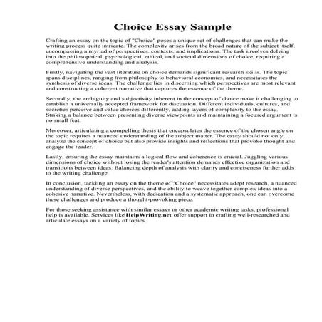Choice Essay Sample | PDF