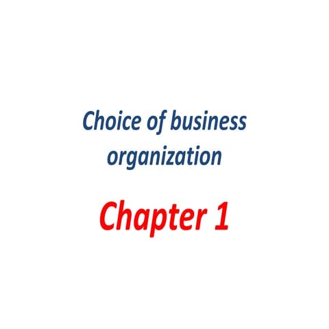 Choice of business organisation | PPTX