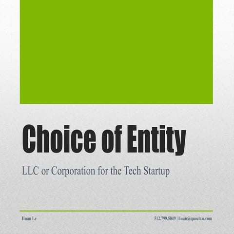 Choice of Entity for Startups by Huan Le | PDF