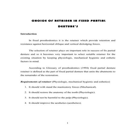 Retainer in FPD | PPTX