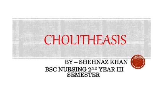 Cholelithiasis | PPT