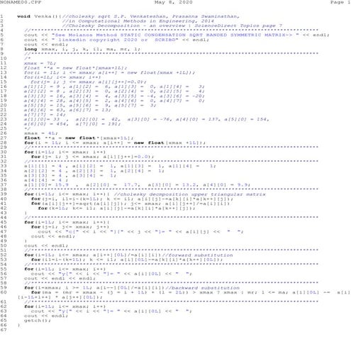 Molanos method static condensation sqrt banded matrix | PDF