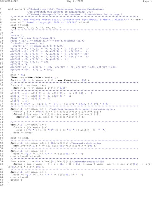 Cholesky asymmetrical matrix molanos method | PPT